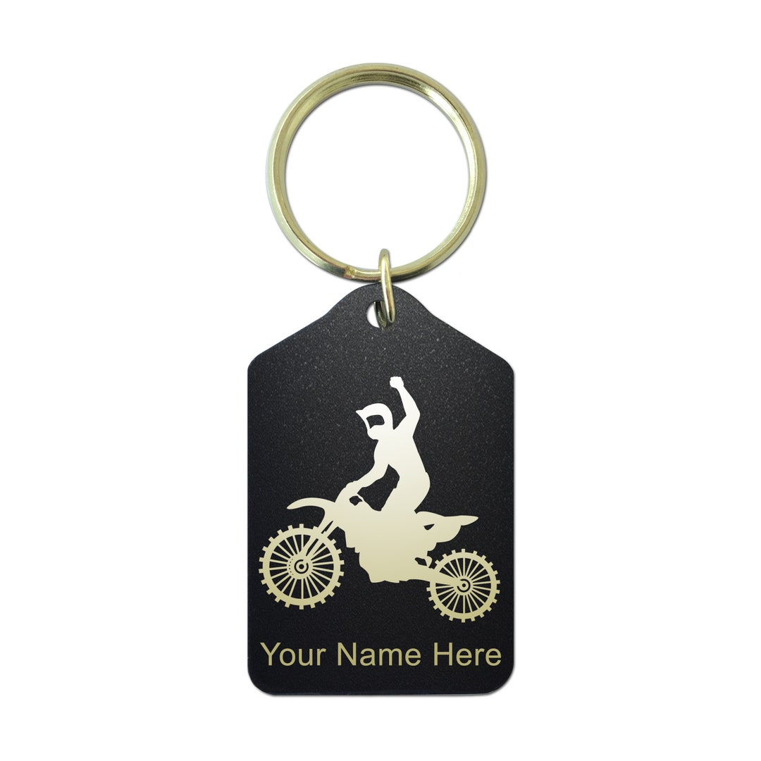 Black Metal Keychain, motocross, Personalized Engraving Included - Etsy