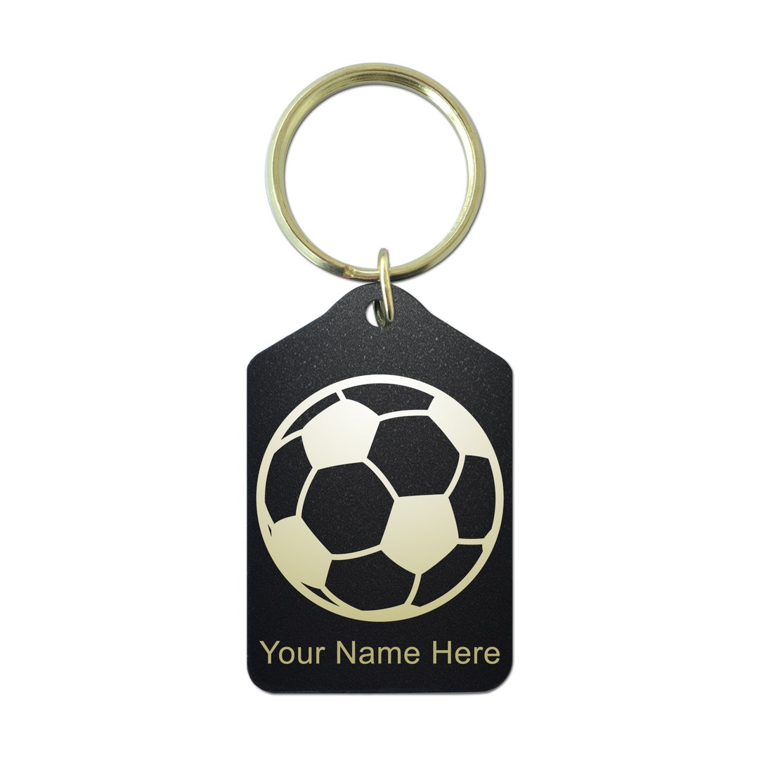 Black Metal Keychain, soccer Ball, Personalized Engraving Included - Etsy