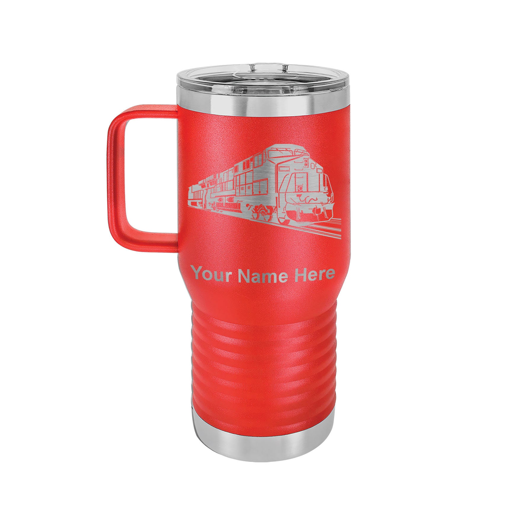 Lasergram 20oz Vacuum Insulated Coffee Mug With Handle, Freight Train ...