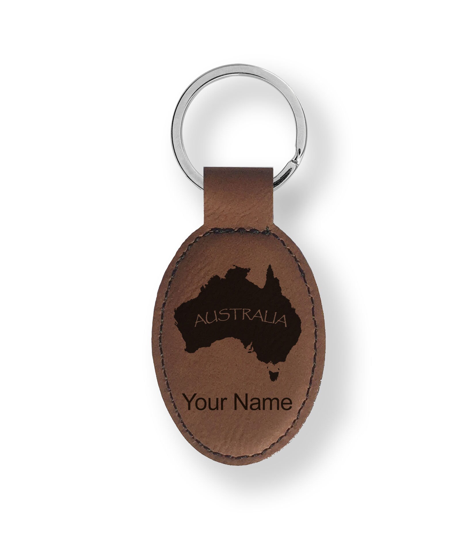 Faux Leather Oval KeychainAustralian Continent Personalized | Etsy
