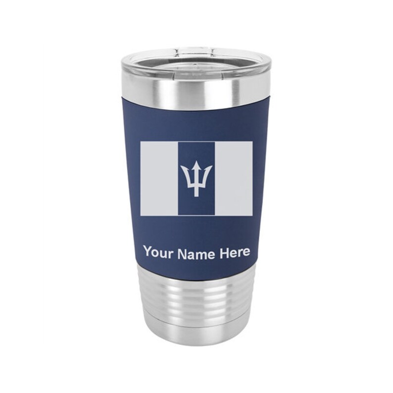 20oz Silicone Tumbler Mug, Flag of Barbados, Personalized Engraving ...