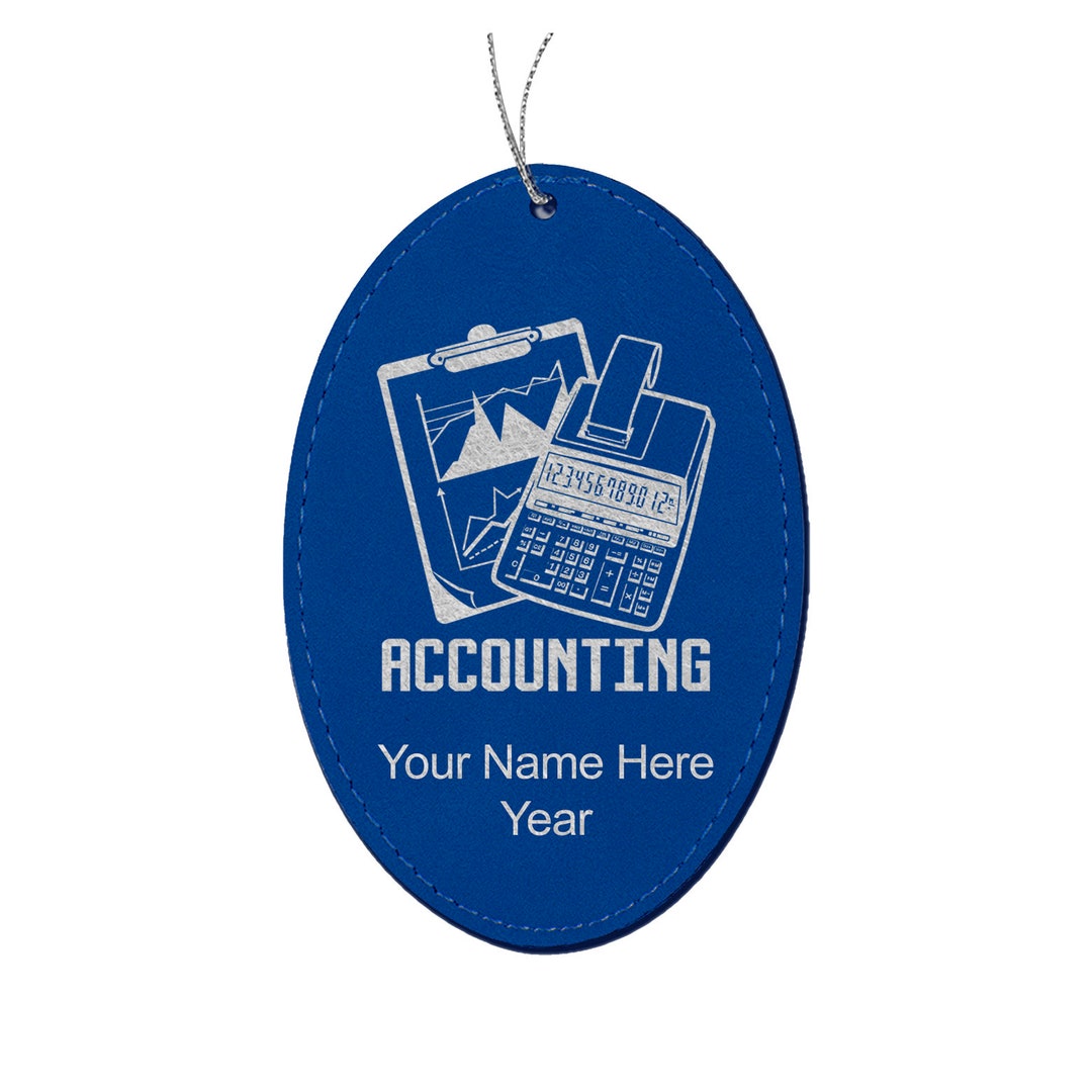Lasergram Faux Leather Oval Christmas Ornament, Accounting ...
