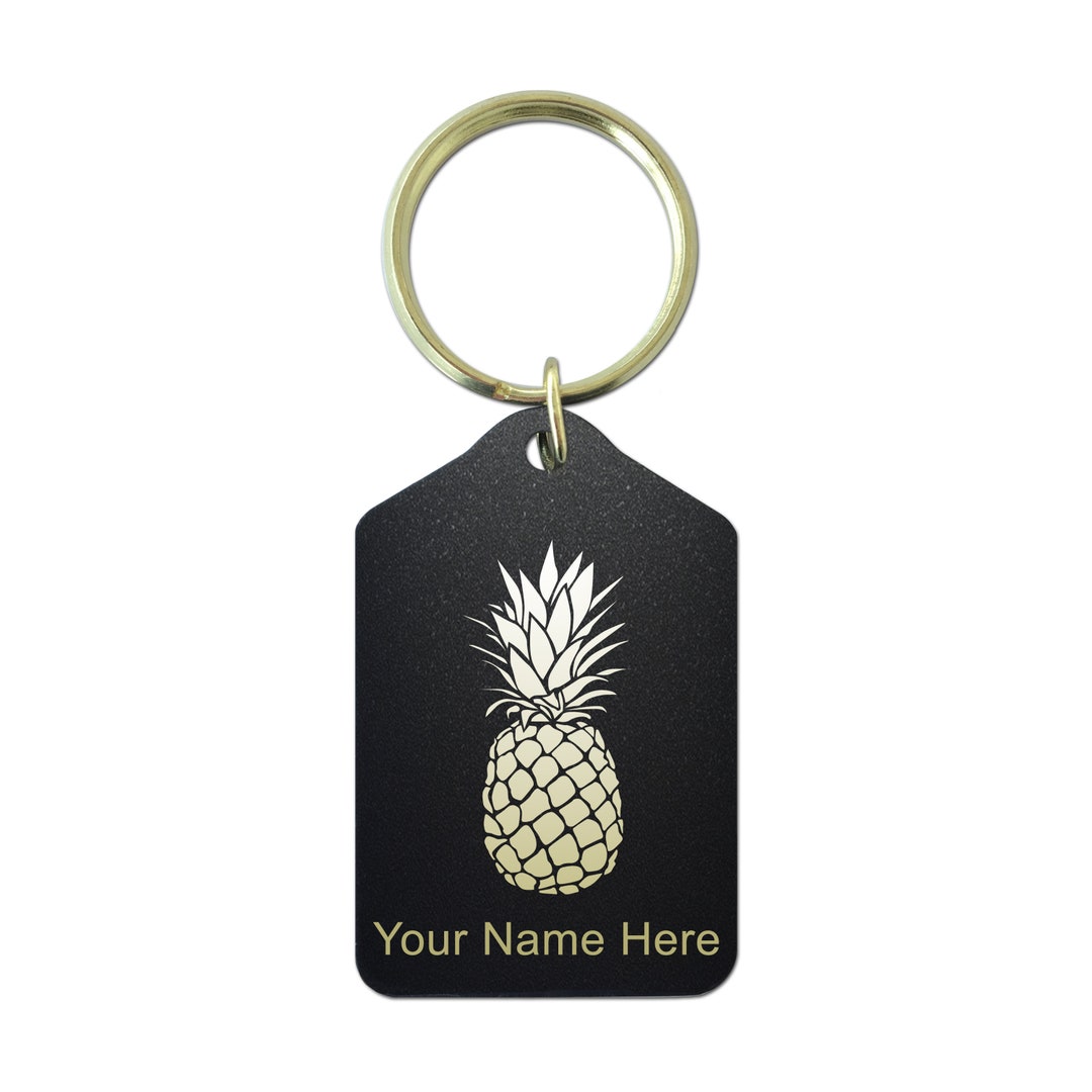 Black Metal Keychain, pineapple, Personalized Engraving Included - Etsy