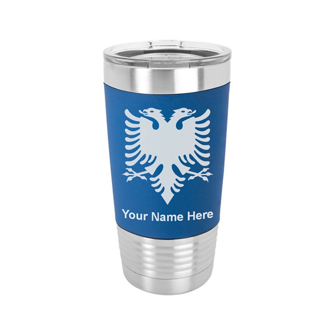 20oz Silicone Tumbler Mug, Flag of Albania, Personalized Engraving ...