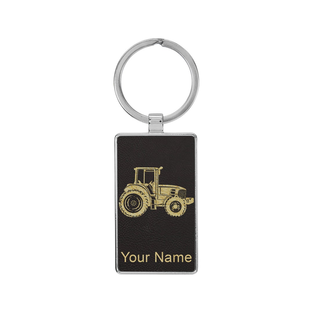 Rectangle Metal Frame Keychain, Farm Tractor, Personalized Engraving ...