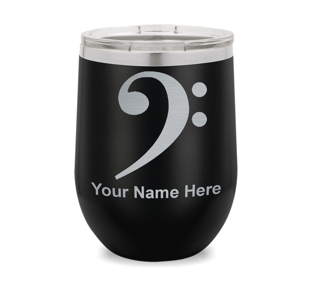 Wine Glass Tumbler, bass Clef, Personalized Engraving Included - Etsy