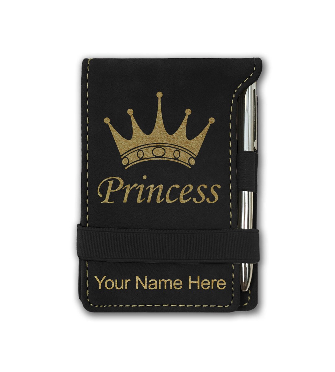 Faux Leather Mini Notepad, princess Crown, Personalized Engraving ...