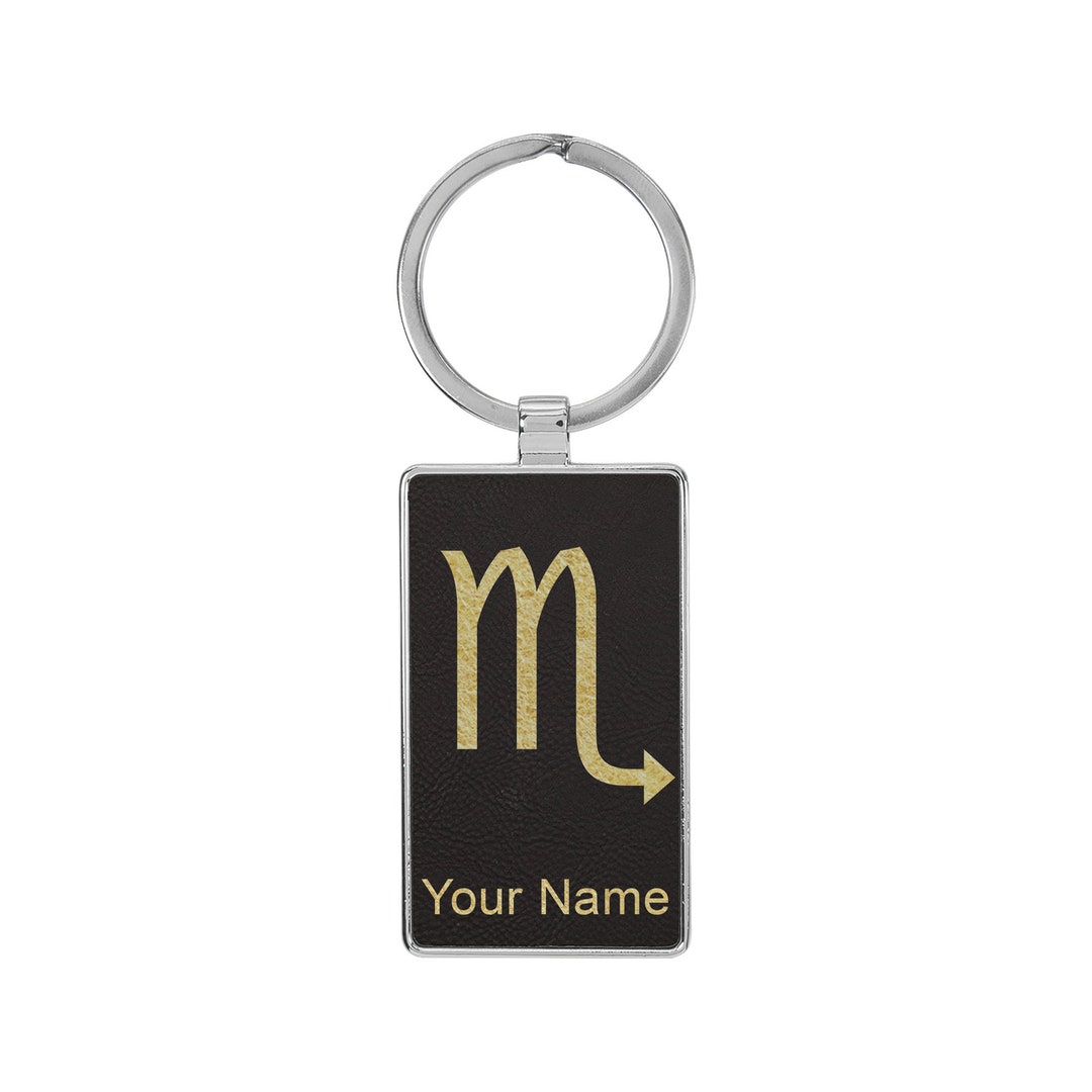 Rectangle Metal Frame Keychain, Zodiac Sign Scorpio, Personalized ...