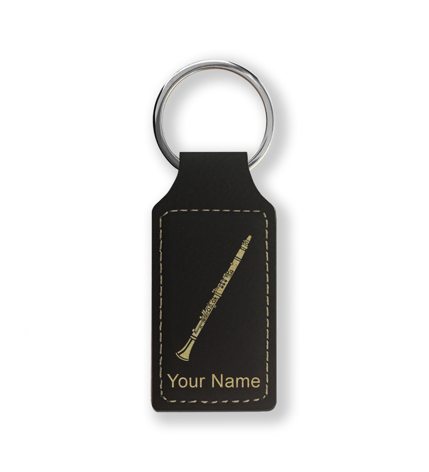Faux Leather Rectangle KeychainClarinet Personalized | Etsy