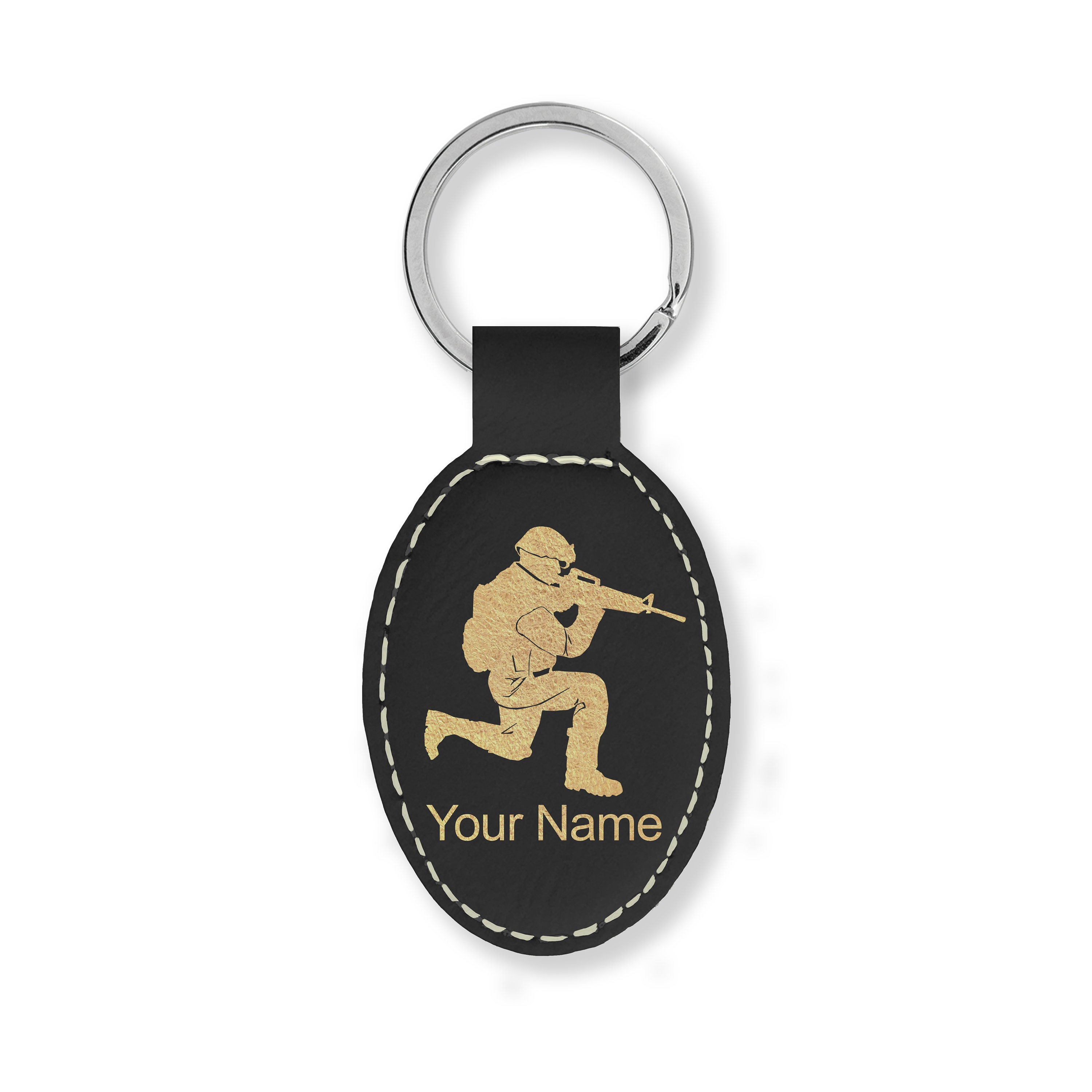 Faux Leather Oval Keychain Military Soldier Personalized - Etsy UK