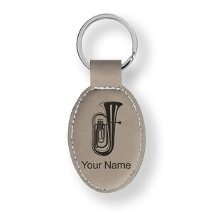 Faux Leather Oval Keychain, tuba, Personalized Engraving Included - Etsy