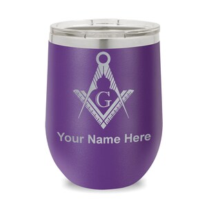 Wine Glass Tumbler, freemason Symbol, Personalized Engraving Included ...