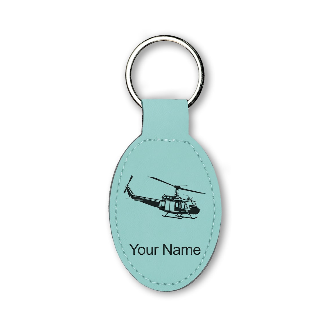 Faux Leather Oval Keychain Military Helicopter 2 | Etsy