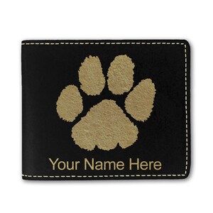 Faux Leather Bi-fold Wallet, paw Print, Personalized Engraving Included ...