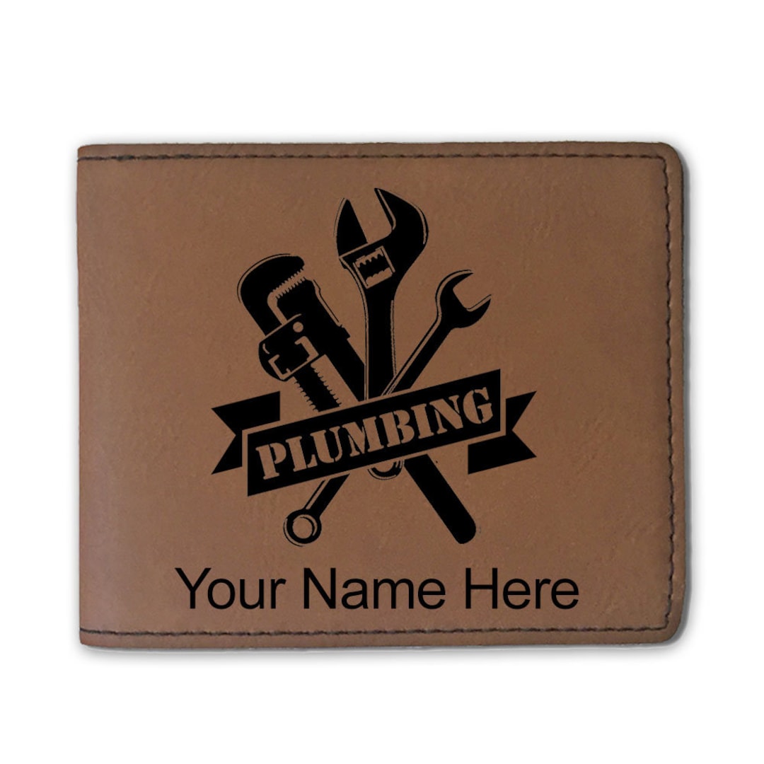 Faux Leather Bi-fold Wallet, Plumbing, Personalized Engraving Included ...