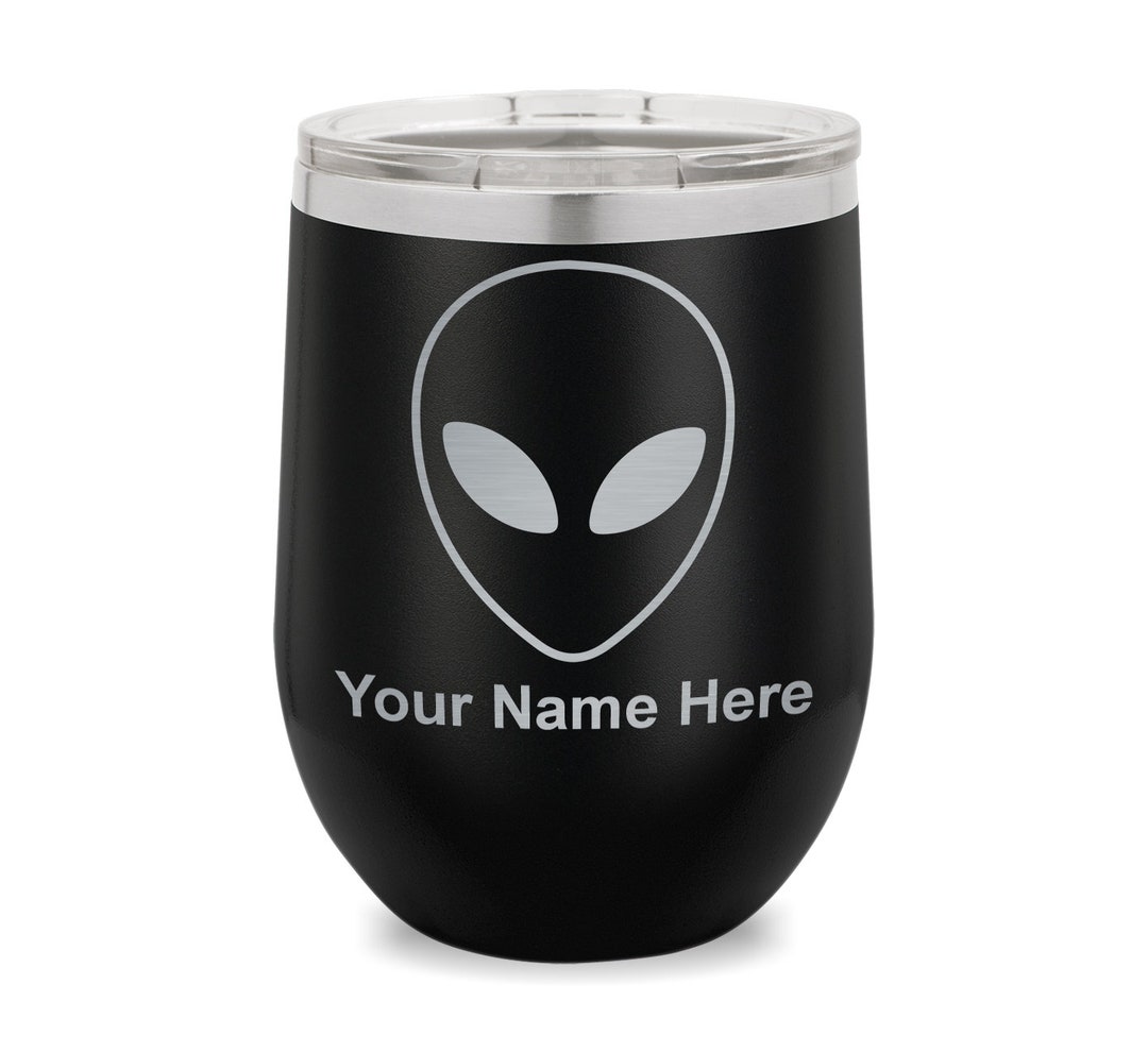 Wine Glass Tumbler, alien Head, Personalized Engraving Included - Etsy