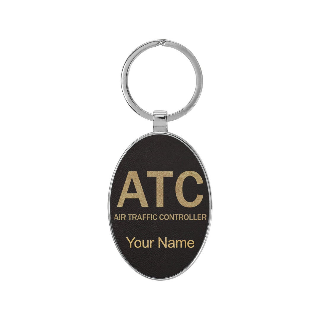 Oval Metal Frame Keychain, ATC Air Traffic Controller, Personalized ...