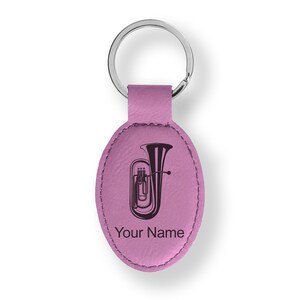 Faux Leather Oval Keychain, tuba, Personalized Engraving Included - Etsy