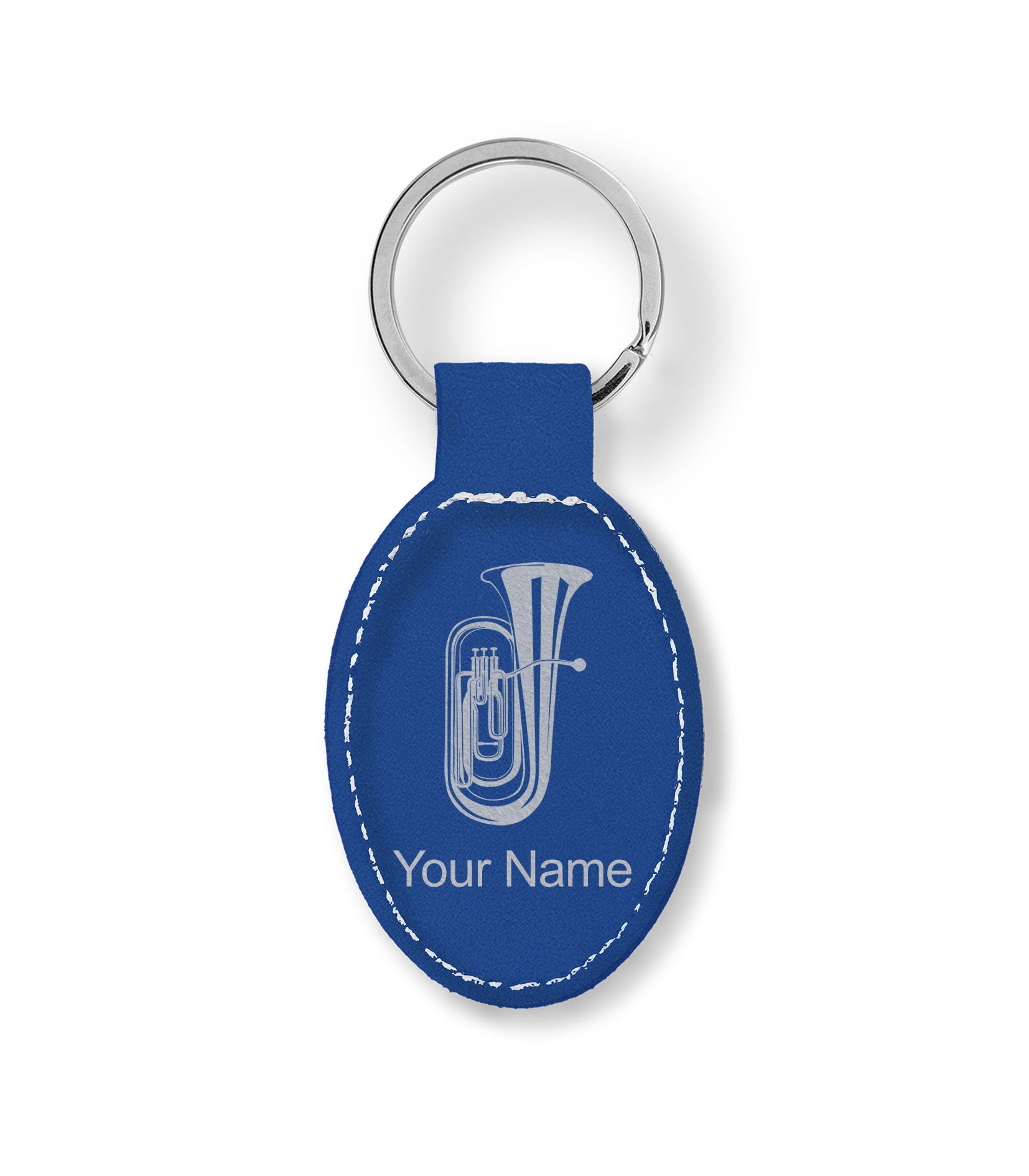 Faux Leather Oval KeychainTuba Personalized Engraving | Etsy