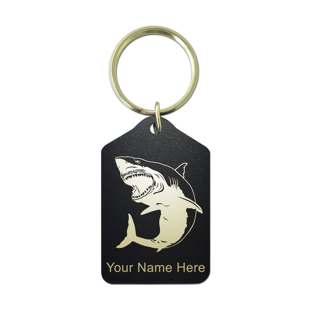 Black Metal Keychain, great White Shark, Personalized Engraving ...