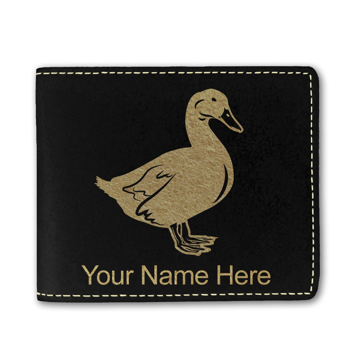 Faux Leather Bi-fold Walletduck Personalized Engraving - Etsy