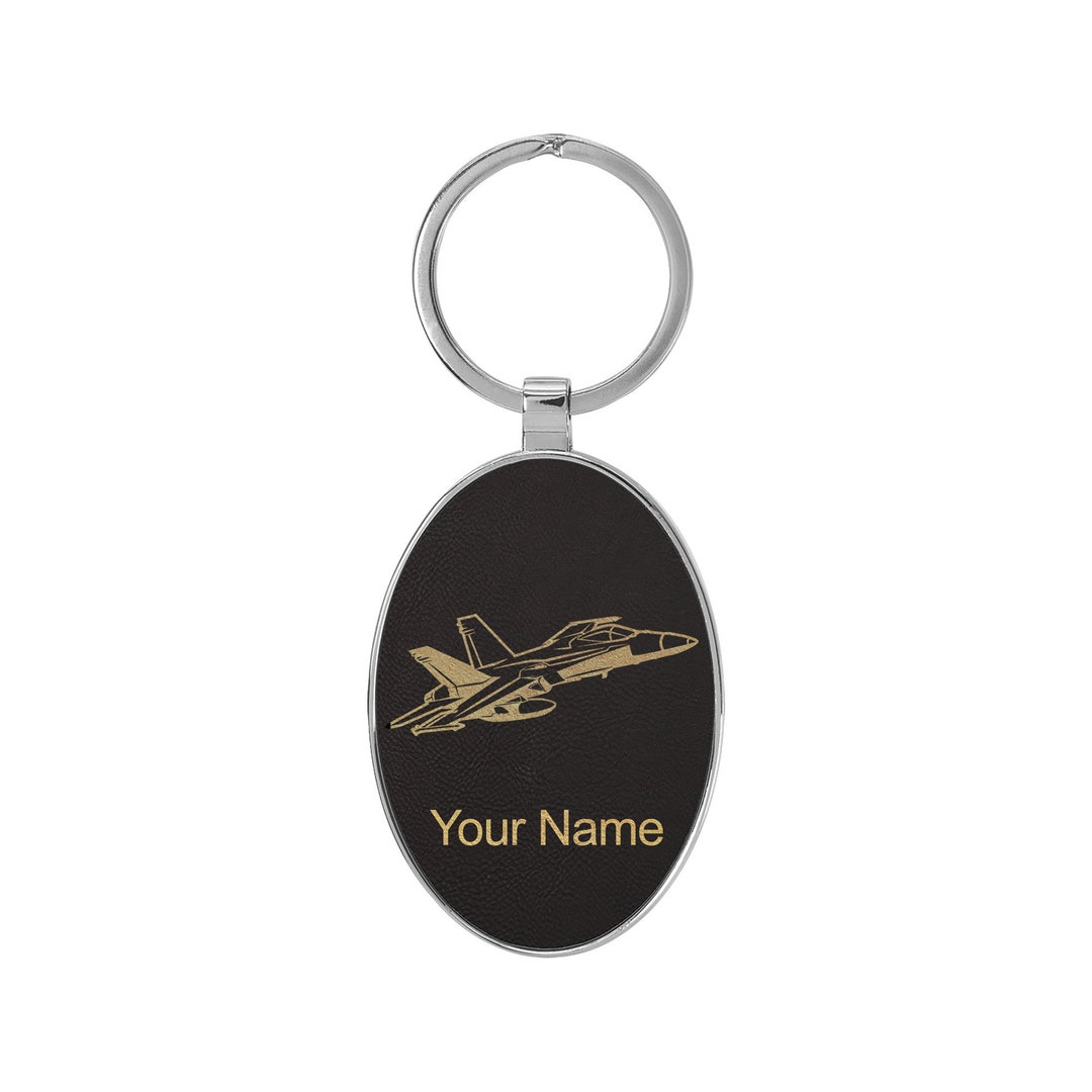 Oval Metal Frame Keychain, Fighter Jet 2, Personalized Engraving ...