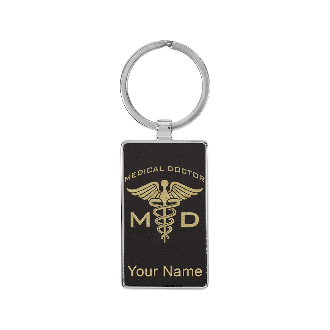 Rectangle Metal Frame Keychain, MD Medical Doctor, Personalized ...