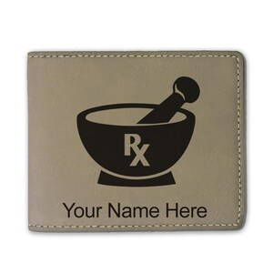 Faux Leather Bi-fold Wallet,rx Pharmacy Symbol, Personalized Engraving ...