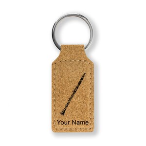 Faux Leather Rectangle Keychain, clarinet, Personalized Engraving ...