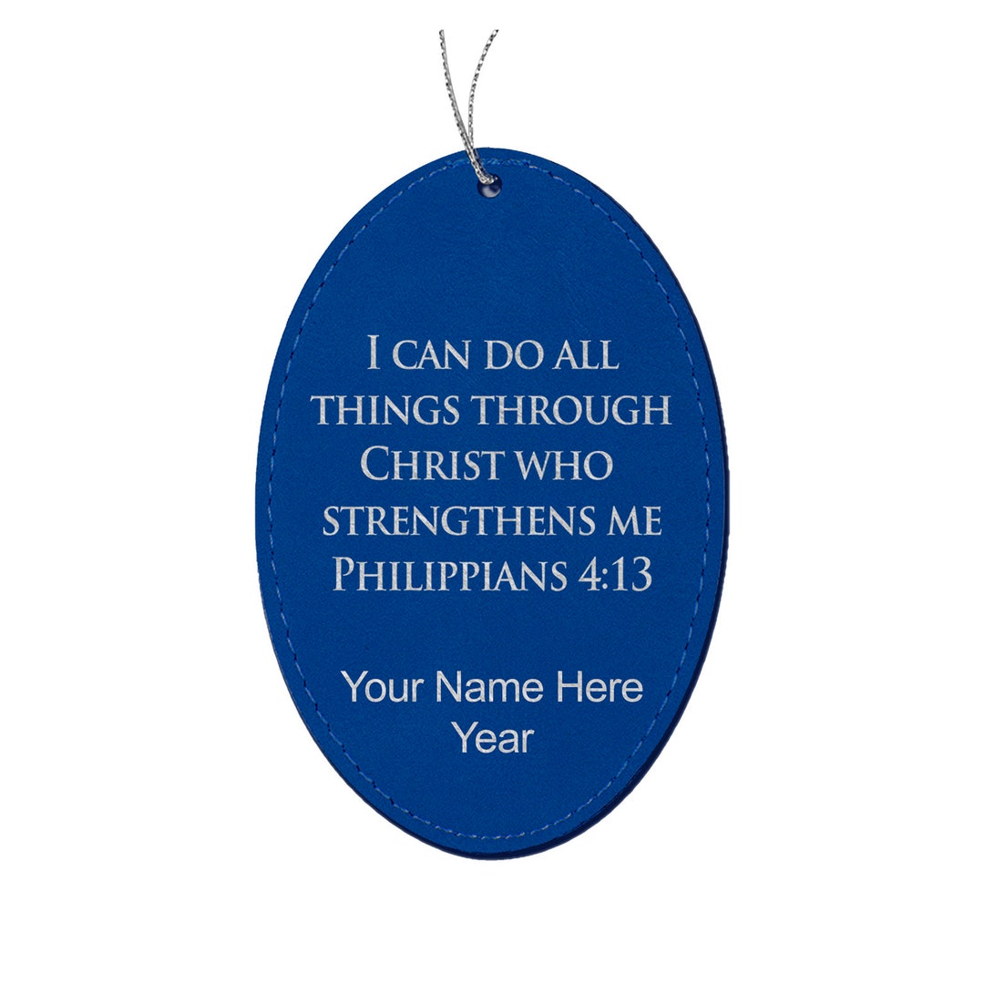 Lasergram Faux Leather Oval Christmas Ornament, Bible Verse Philippians ...