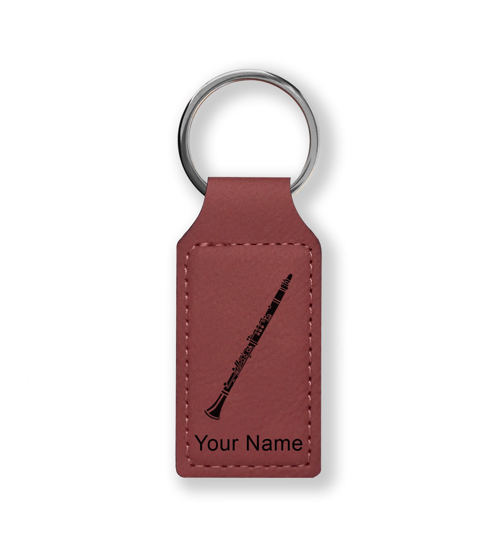 Faux Leather Rectangle KeychainClarinet Personalized | Etsy