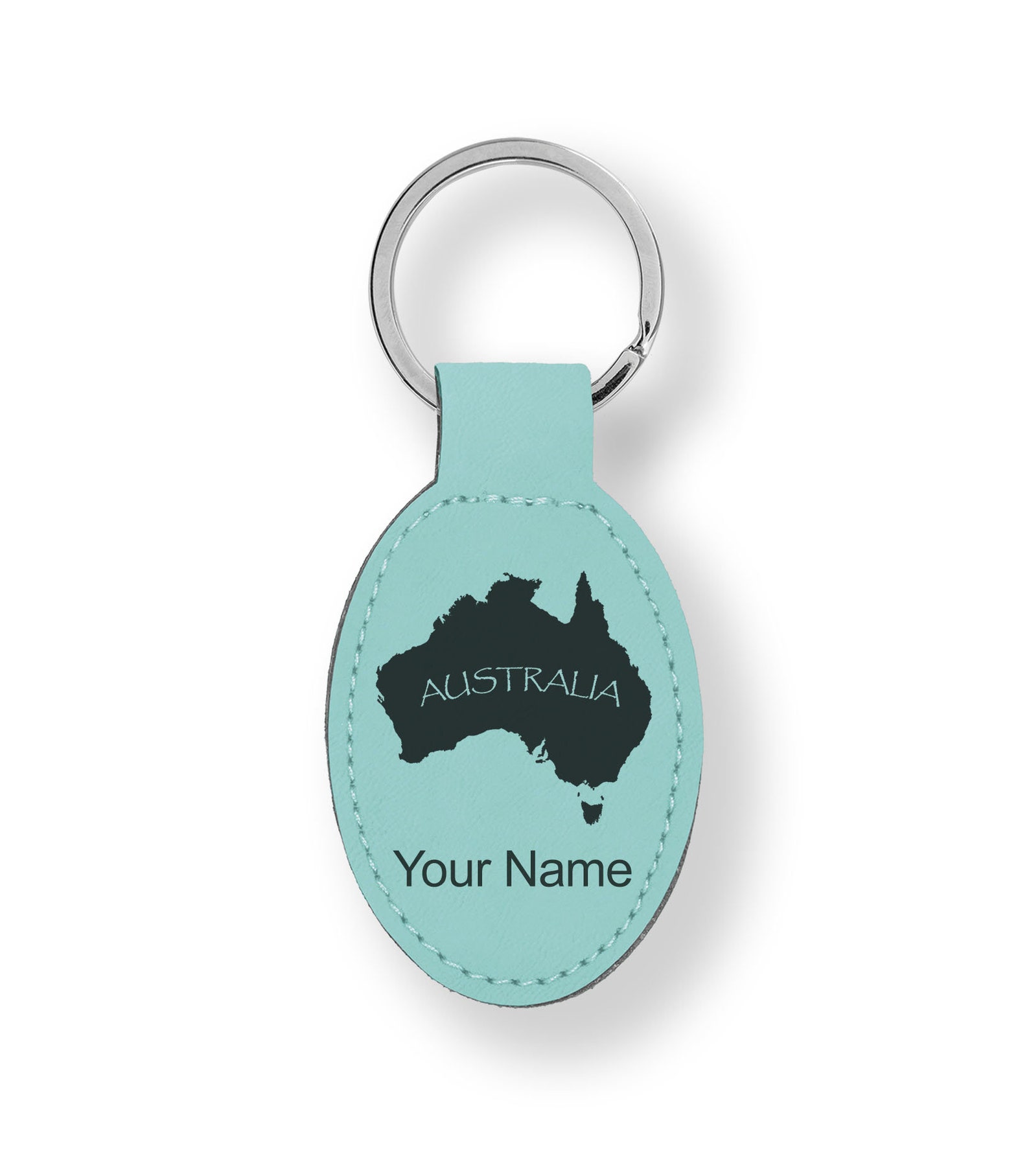 Faux Leather Oval Keychain, australian Continent, Personalized ...