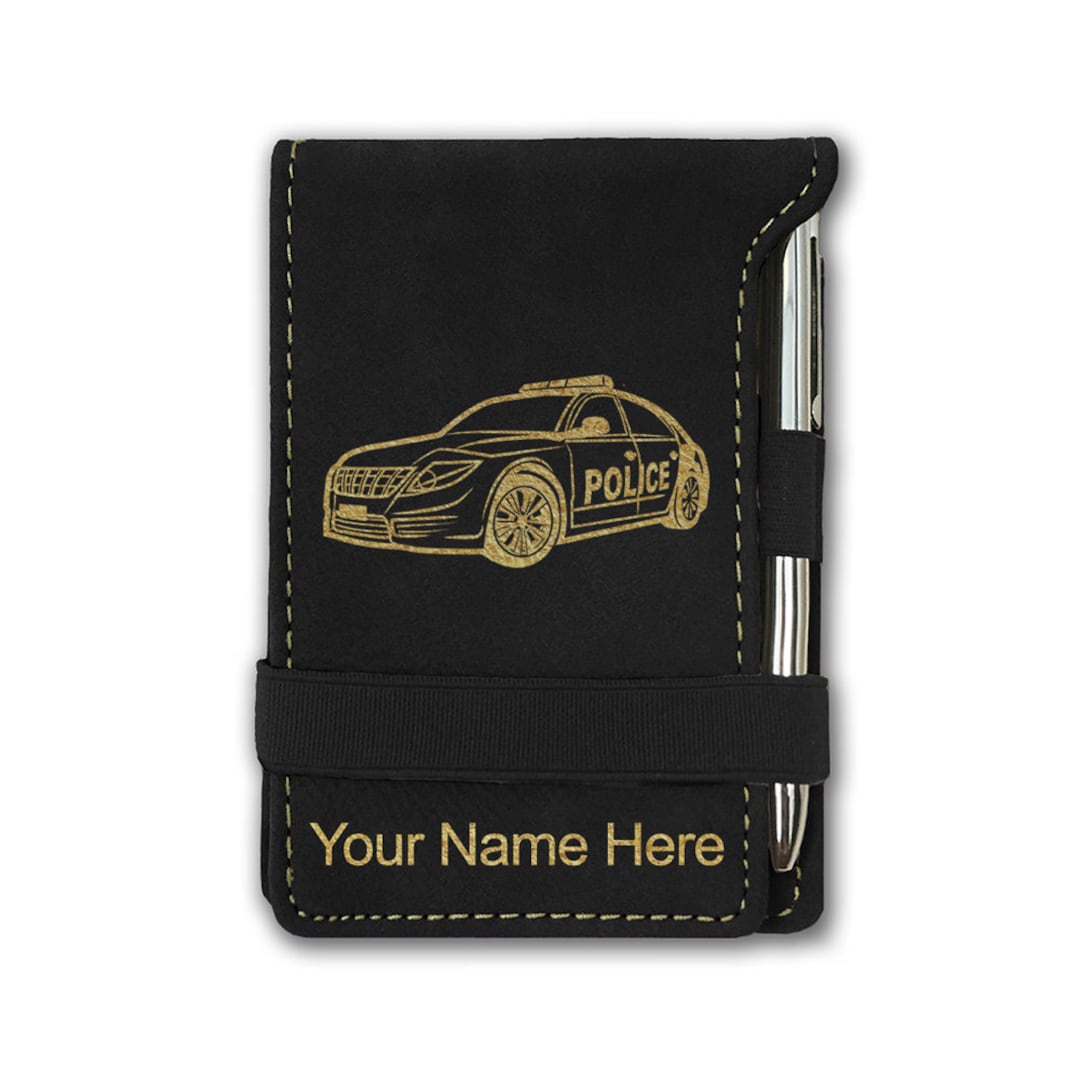Faux Leather Mini Notepad, Police Car, Personalized Engraving Included ...