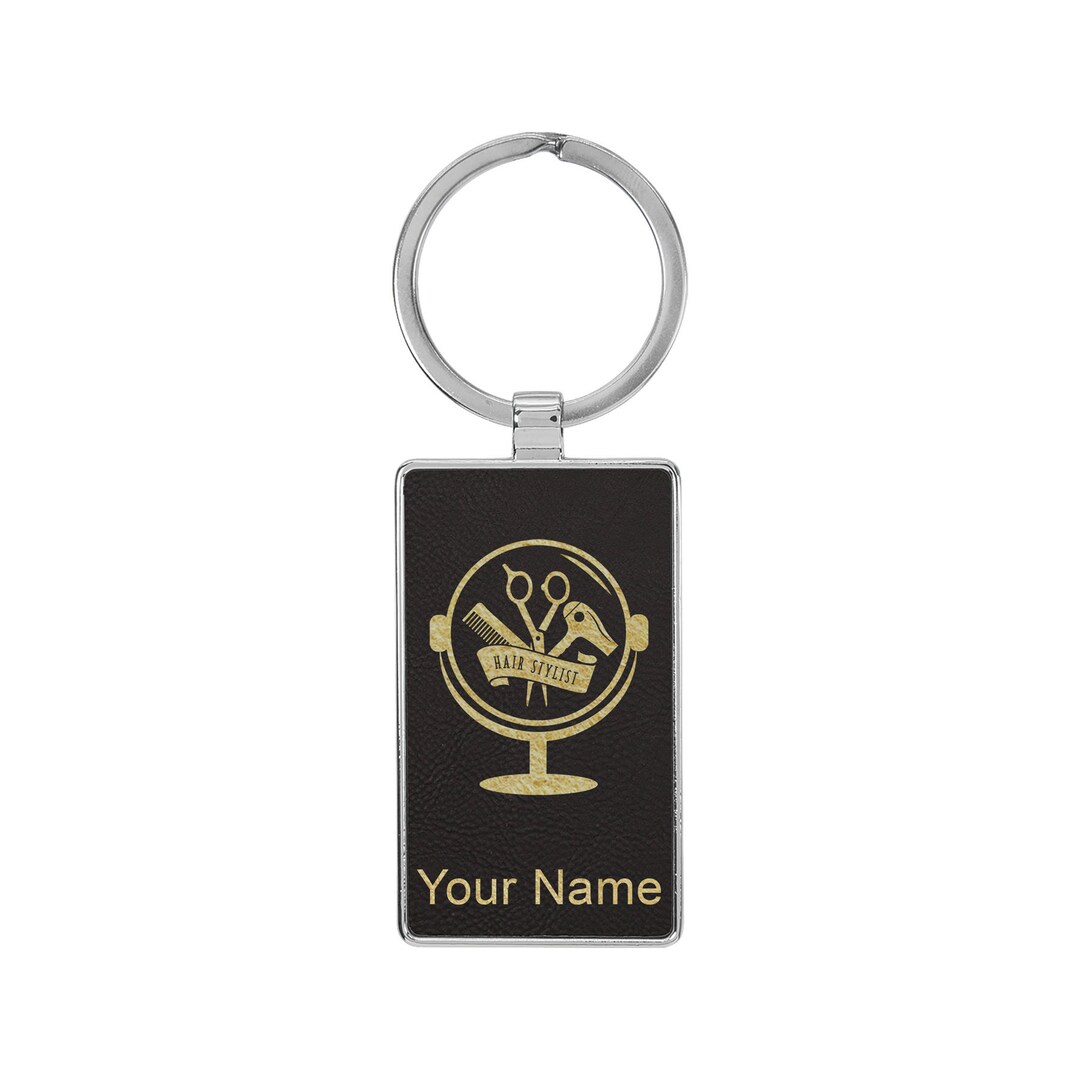 Rectangle Metal Frame Keychain, Hair Stylist, Personalized Engraving ...