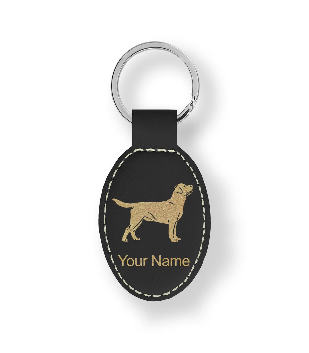 Faux Leather Oval Keychain, labrador Retriever Dog, Personalized ...