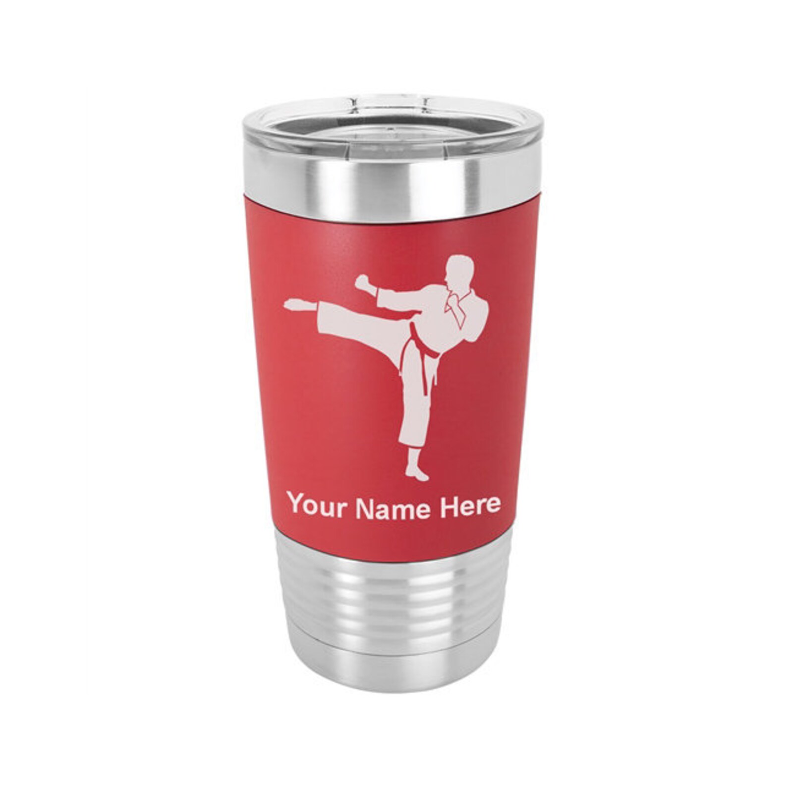 20oz Silicone Tumbler Mug, Karate Man, Personalized Engraving Included ...