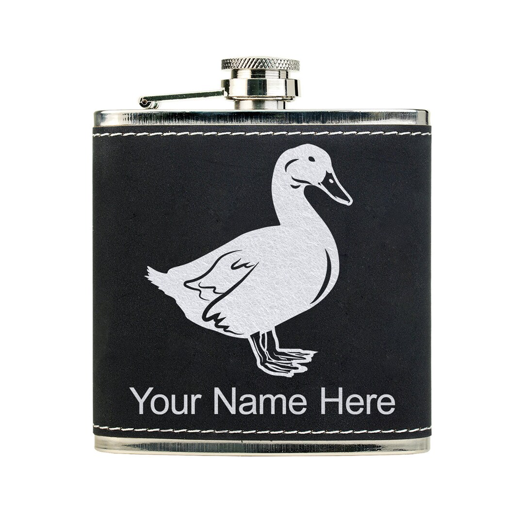 Faux Leather Flask, Duck, Personalized Engraving Included - Etsy