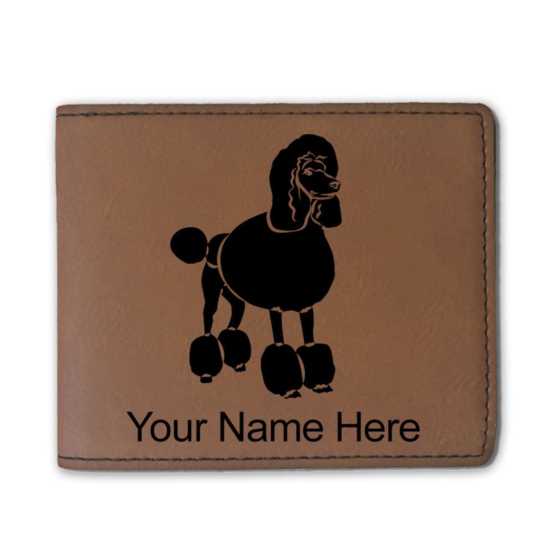 Faux Leather Bi-fold Wallet, French Poodle Dog, Personalized Engraving ...