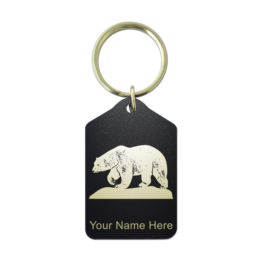 Black Metal Keychain, polar Bear, Personalized Engraving Included - Etsy
