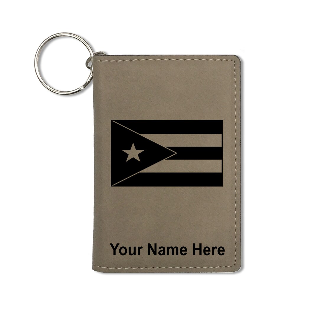 ID Holder Wallet, Flag of Puerto Rico, Personalized Engraving Included ...
