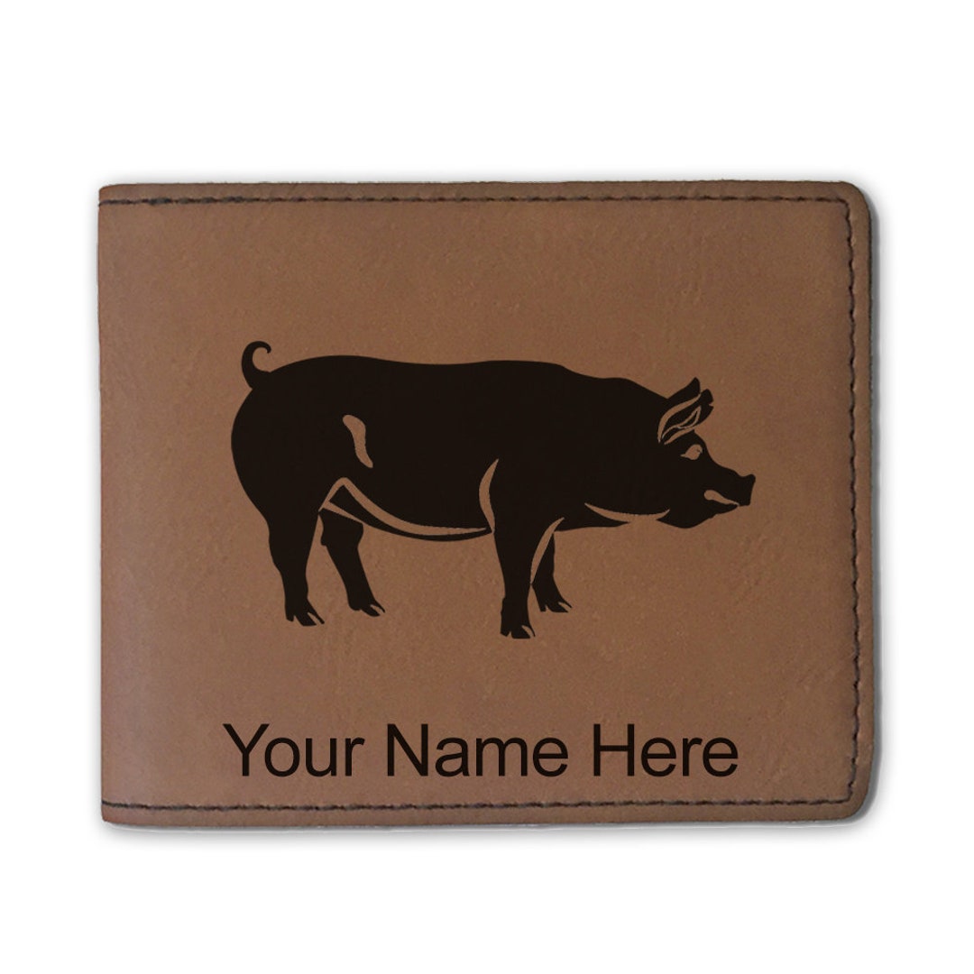 Faux Leather Bi-fold Wallet, pig, Personalized Engraving Included - Etsy
