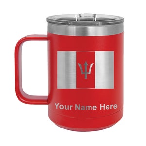 Lasergram 15oz Vacuum Insulated Coffee Mug, Flag of Barbados ...