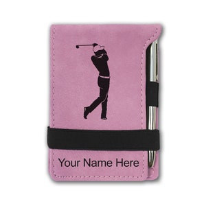 Faux Leather Mini Notepad, golfer Golfing, Personalized Engraving ...