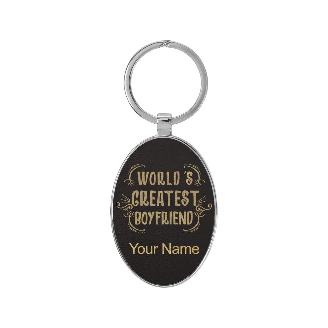 Oval Metal Frame Keychain, Worlds Greatest Boyfriend, Personalized ...