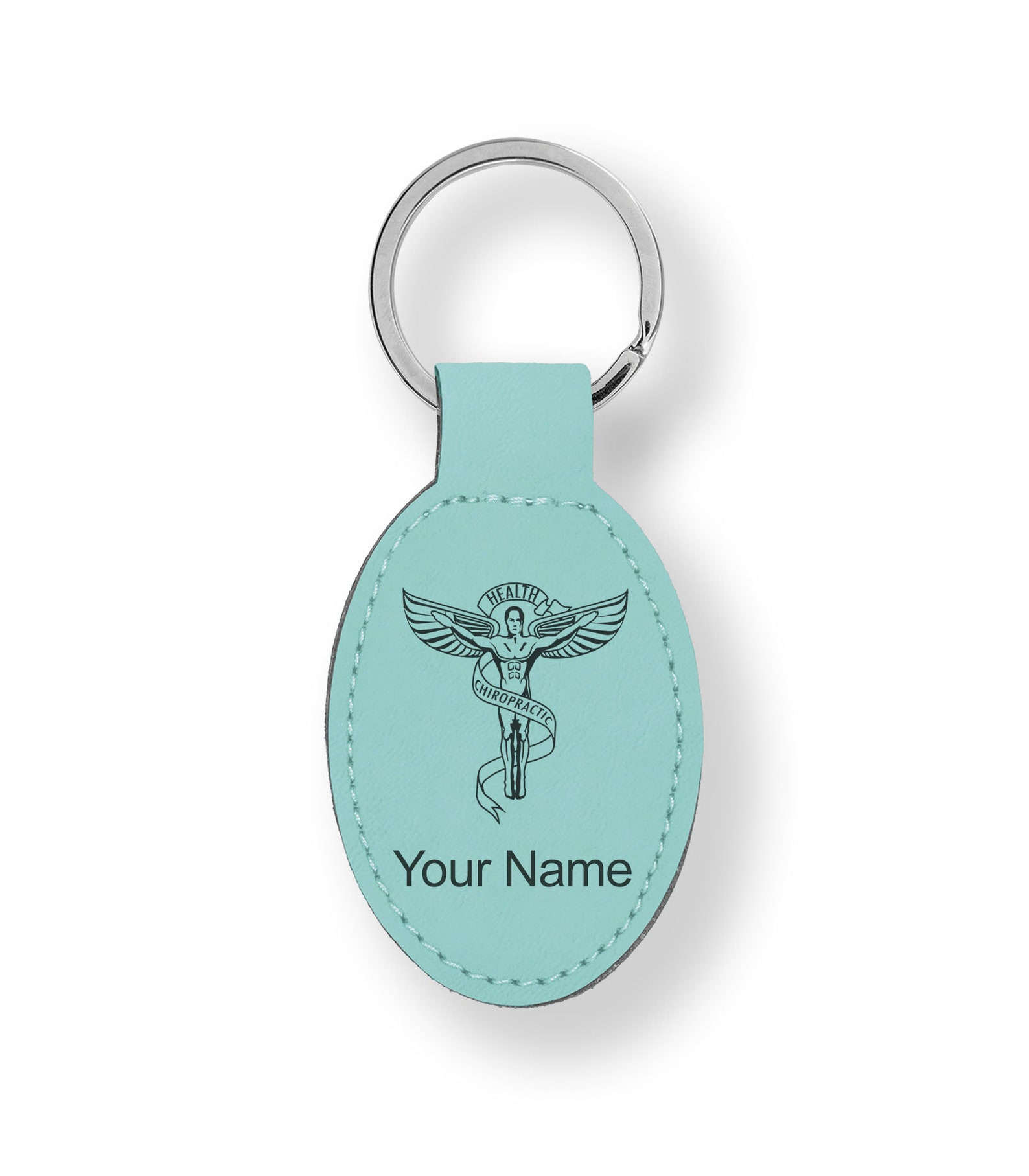 Faux Leather Oval KeychainChiropractic Symbol Personalized | Etsy