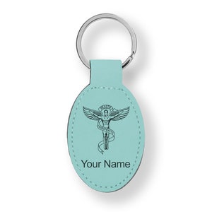 Faux Leather Oval Keychain, chiropractic Symbol, Personalized Engraving ...