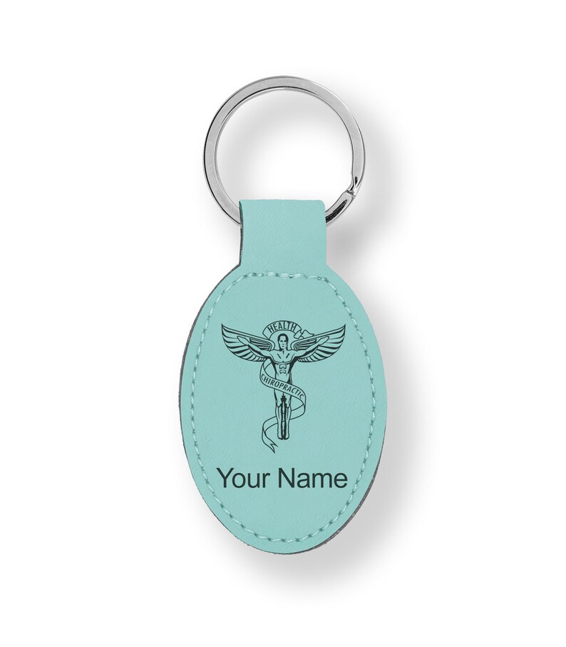 Faux Leather Oval Keychainchiropractic Symbol Personalized - Etsy