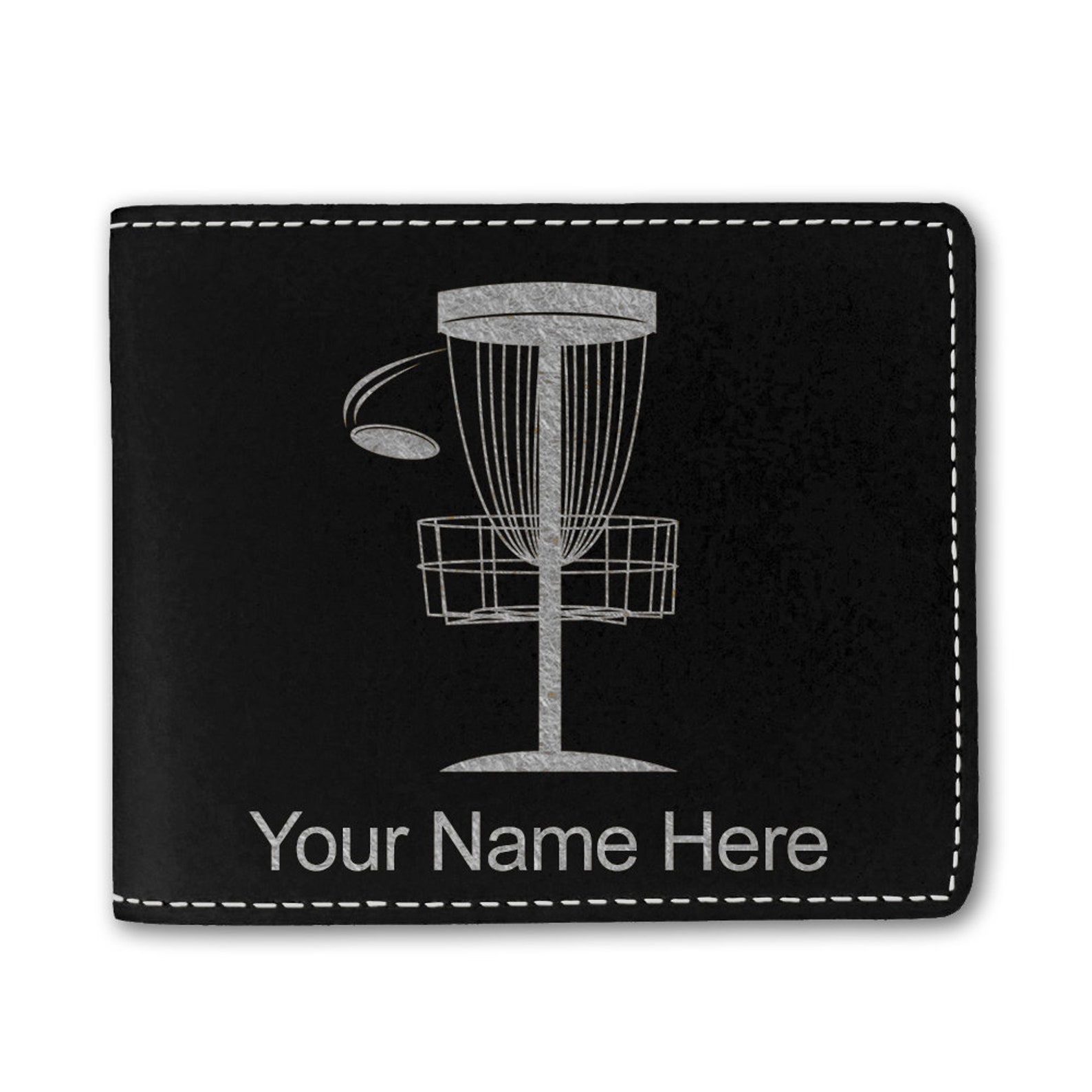 Faux Leather Bi-fold Wallet, disc Golf, Personalized Engraving Included ...