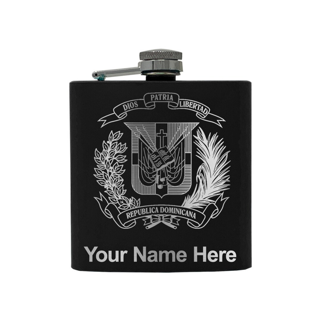 6oz Stainless Steel Flask, Coat of Arms Dominican Republic ...