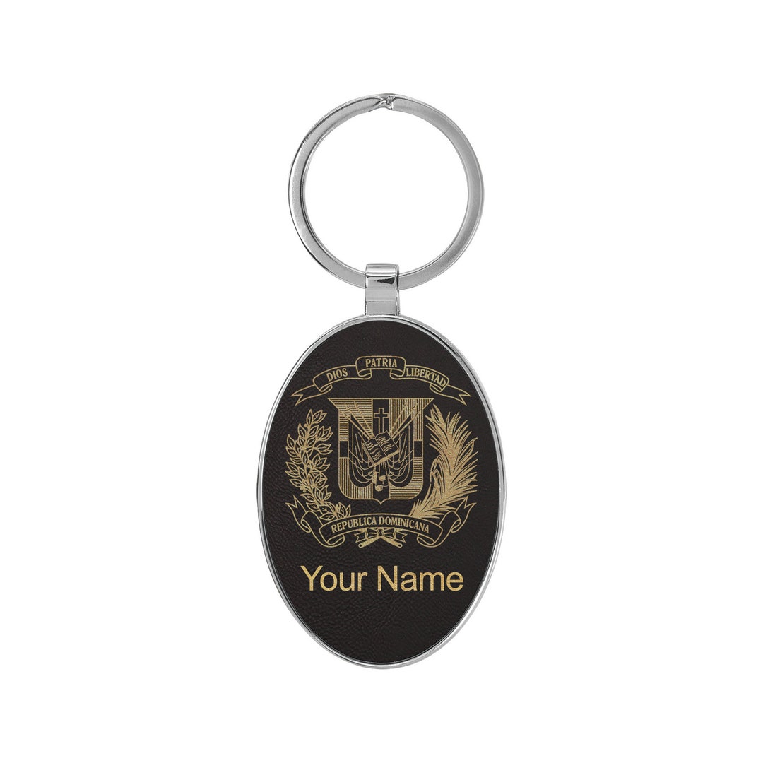 Oval Metal Frame Keychain, Coat of Arms Dominican Republic ...